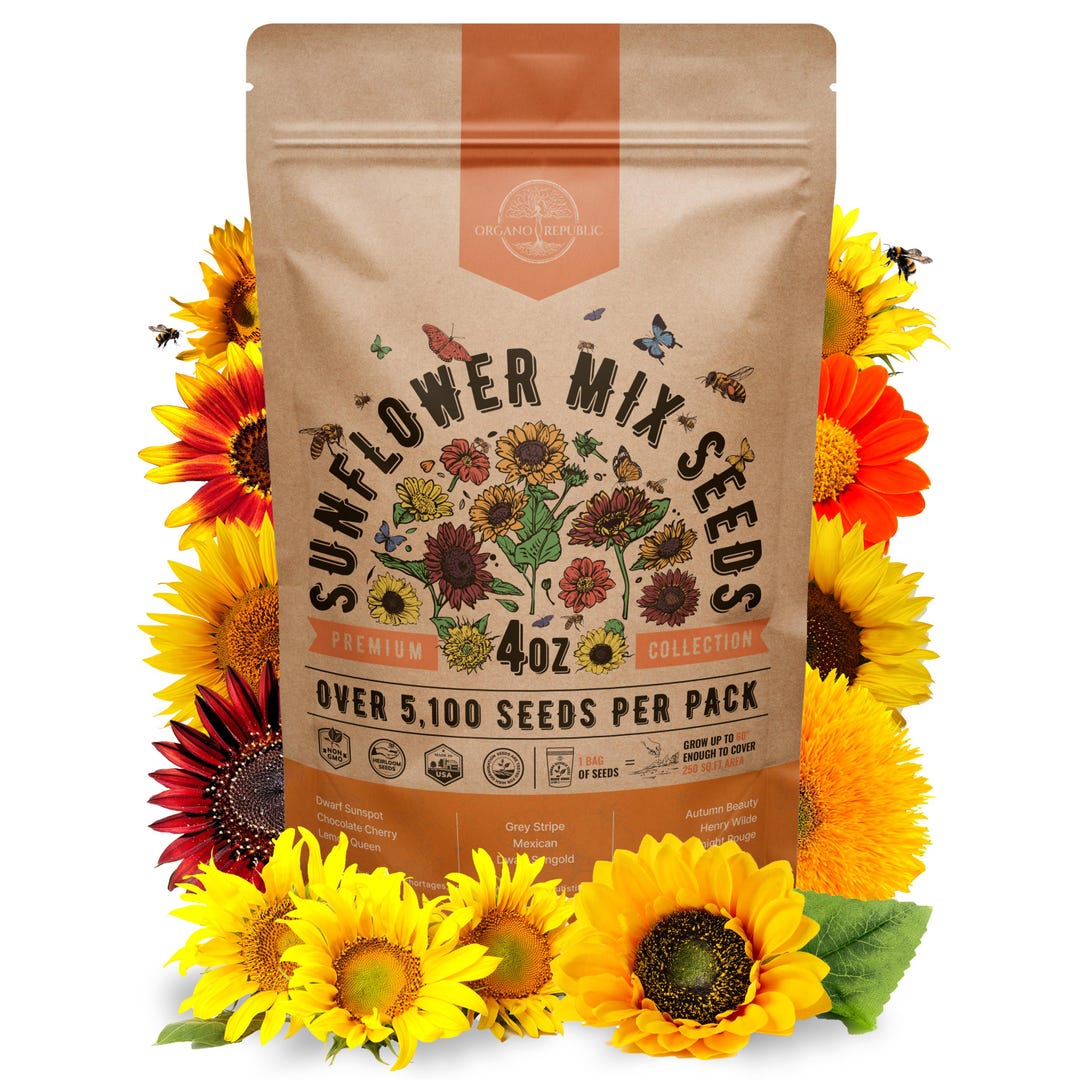 Sunflower Mix Seeds Pack 4 Oz - Over 5,100 Non-gmo Heirloom Sunflower ...