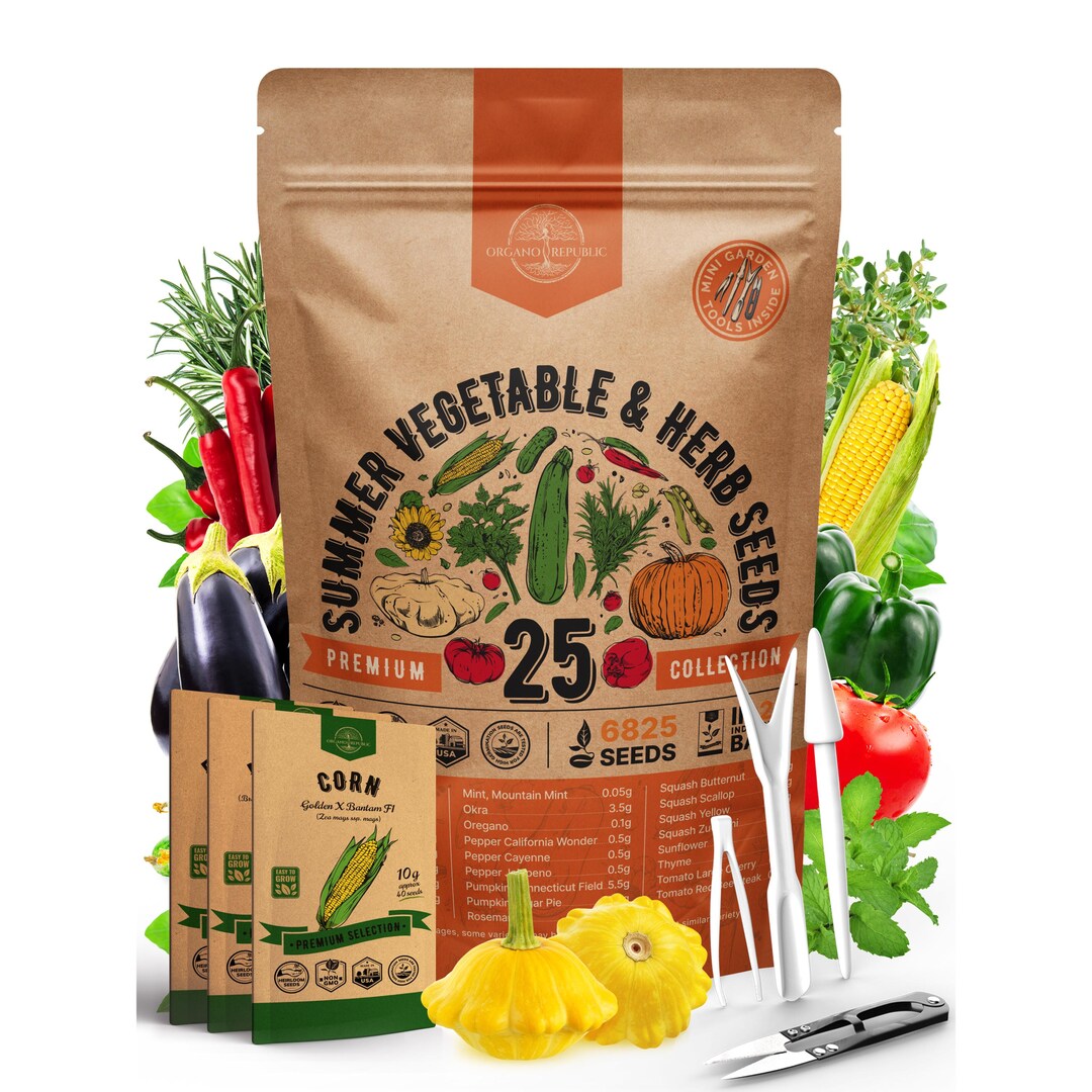 25 Summer Vegetable & Herb Seeds: Heirloom Non GMO Variety Pack - Etsy