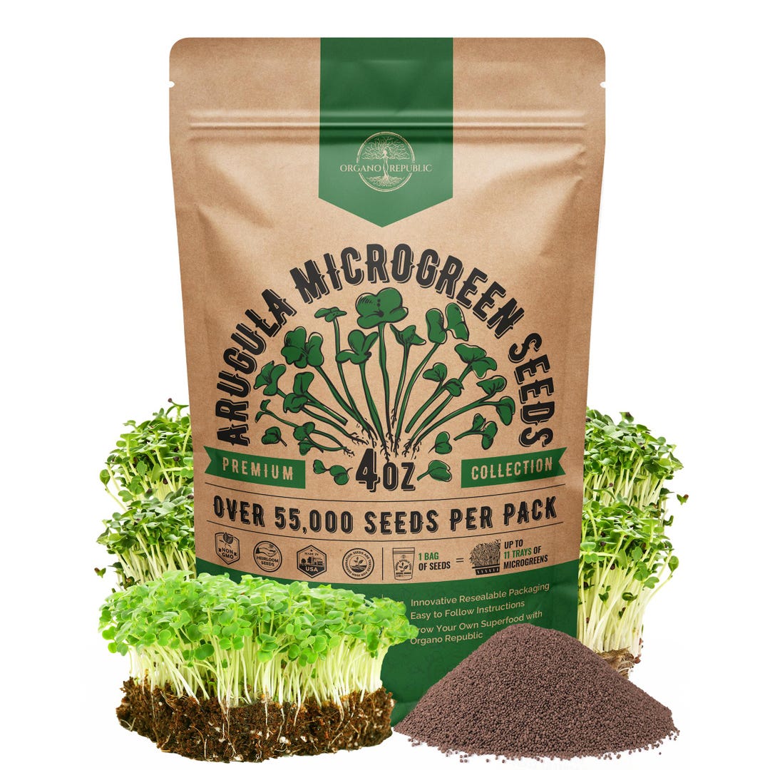 Arugula Sprouting & Microgreens Seeds - 55,000 Non GMO Heirloom Seeds ...