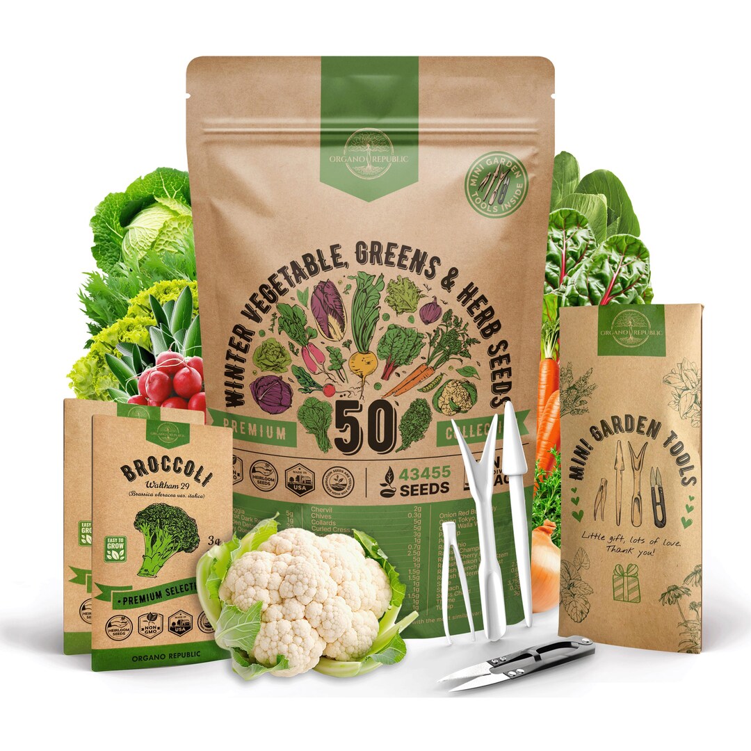 50 Winter Vegetable Garden Seeds Variety Pack - 43,450+ Non-gmo ...
