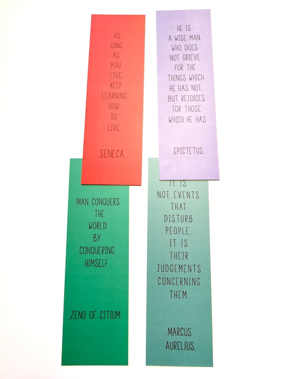 Stoic Stoicism Aurelius Epictetus Seneca Bookmark Quotes | Etsy