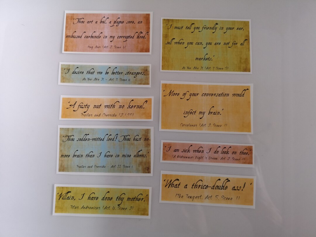 Shakespearean Insults Sticker Set - Etsy