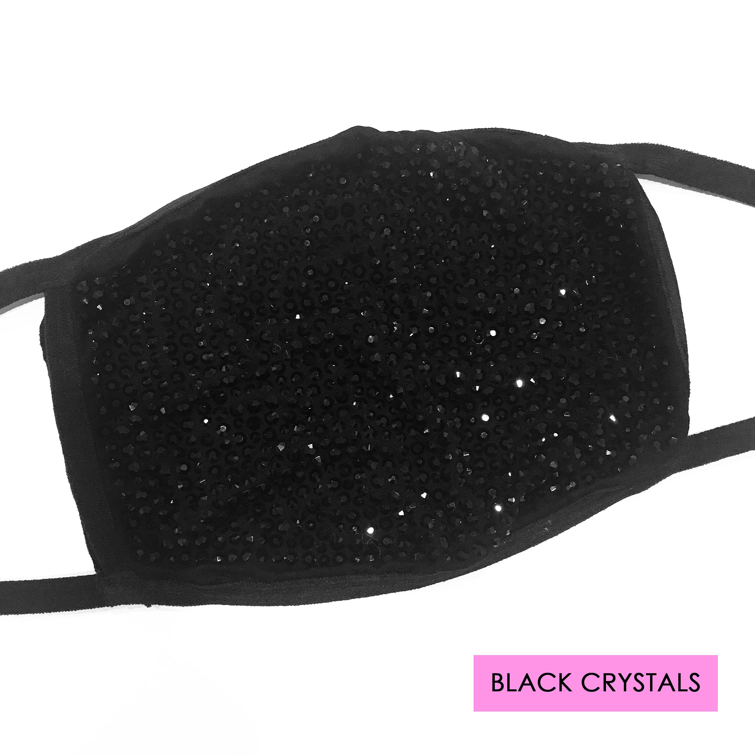 Black Rhinestone Mask With Filter Pocket, Bling Face Mask, Bedazzled ...