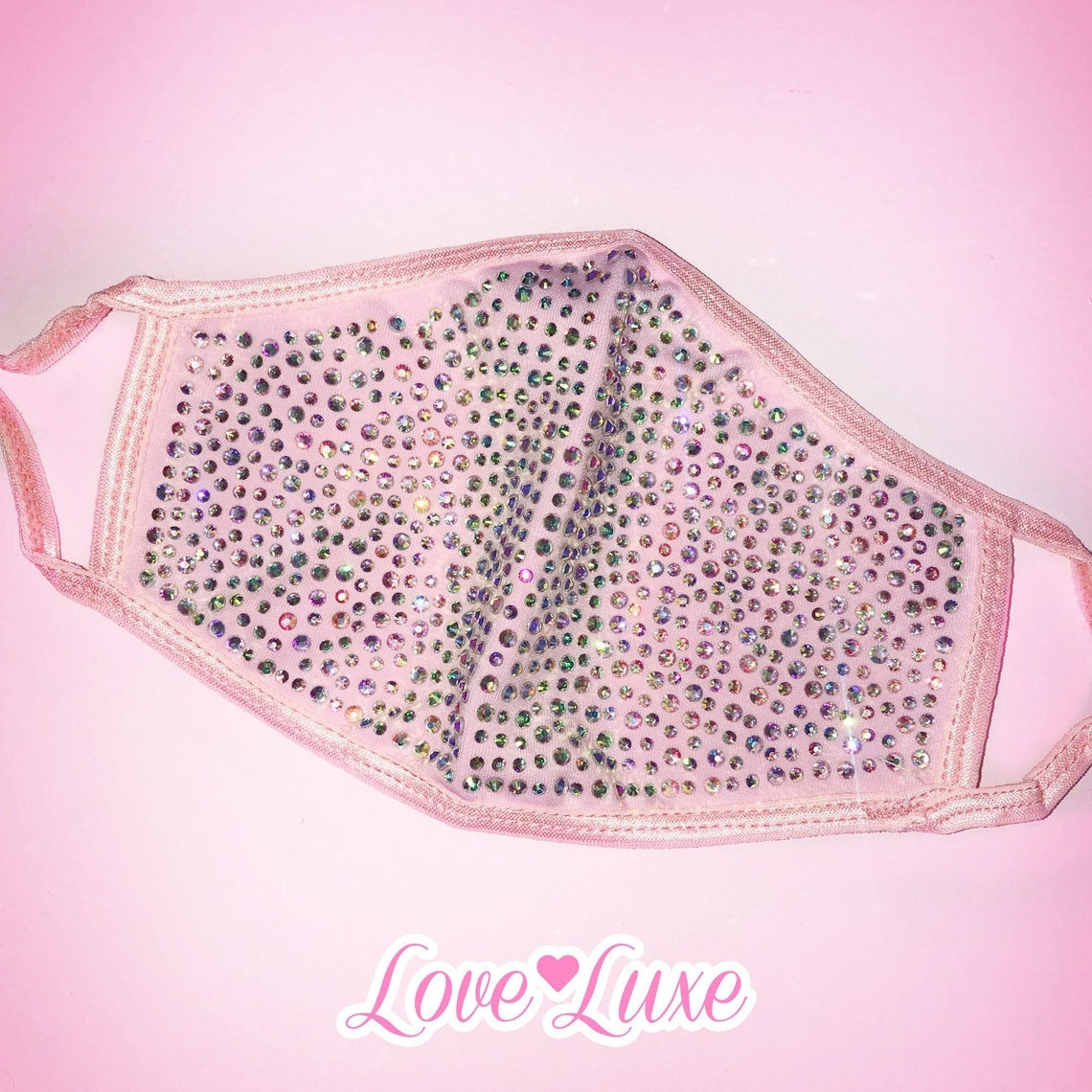 Black Rhinestone Mask With Filter Pocket, Bling Face Mask, Bedazzled ...