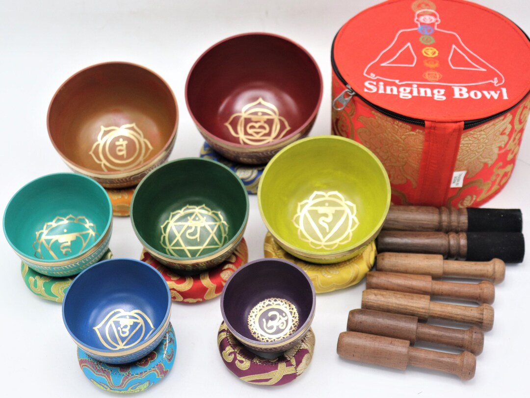 Seven Chakra Color Singing Bowl Set-set of 7 Singing Bowl -chakra ...