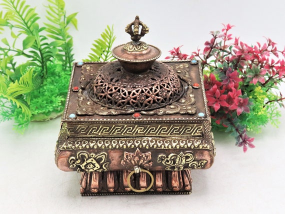 7x7x7 Inches Tibetan Prayer Box Copper Incense Burner | Etsy