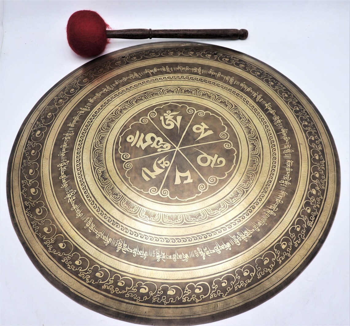 22 Inch Large Om Mantra Craft Tibetan Gong Sound Healing - Etsy