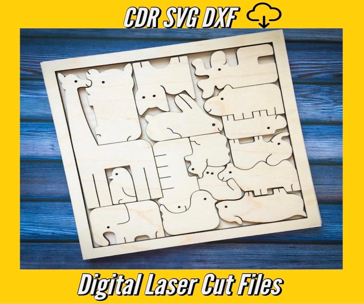 Jigsaw for kids laser cut files SVG DXF CDR vector plans for laser cnc ...