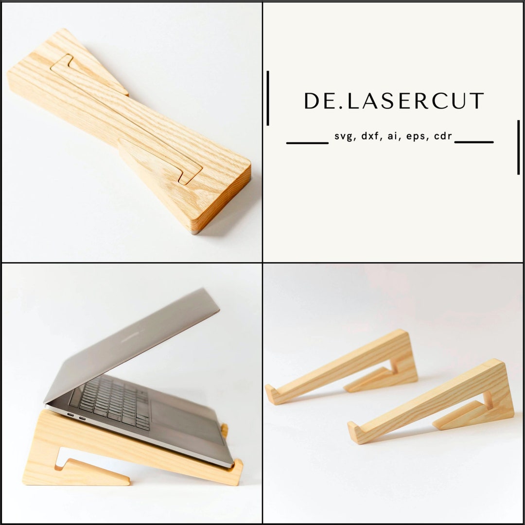 Laser Cut Laptop Stand Holder SVG Bundle Glowforge Wood MacBook Stand ...