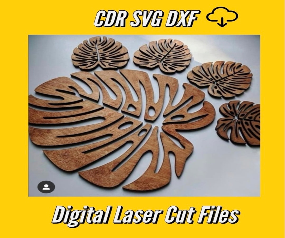 Coasters Monstera Laser Cut Files SVG DXF CDR Vector Plans for Laser ...