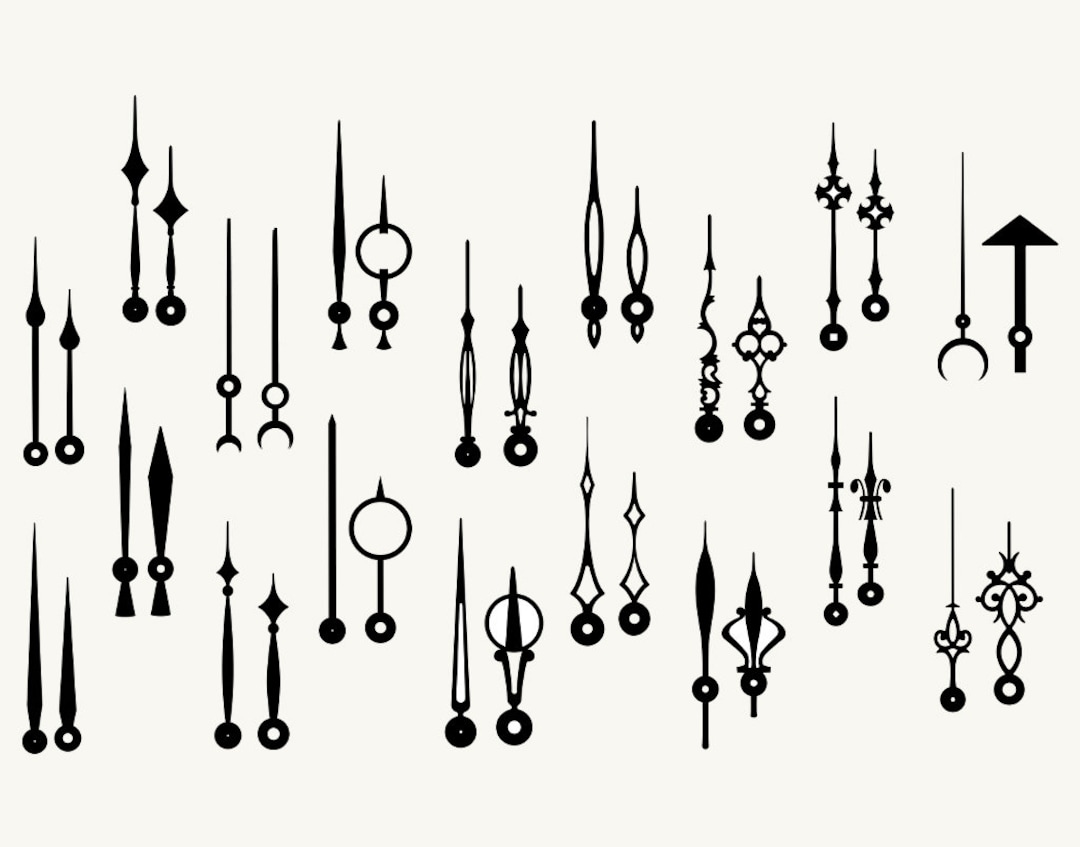 Laser Cut Clock Hands Set of 18 SVG Bundle Glowforge Wood Watch Arrows ...