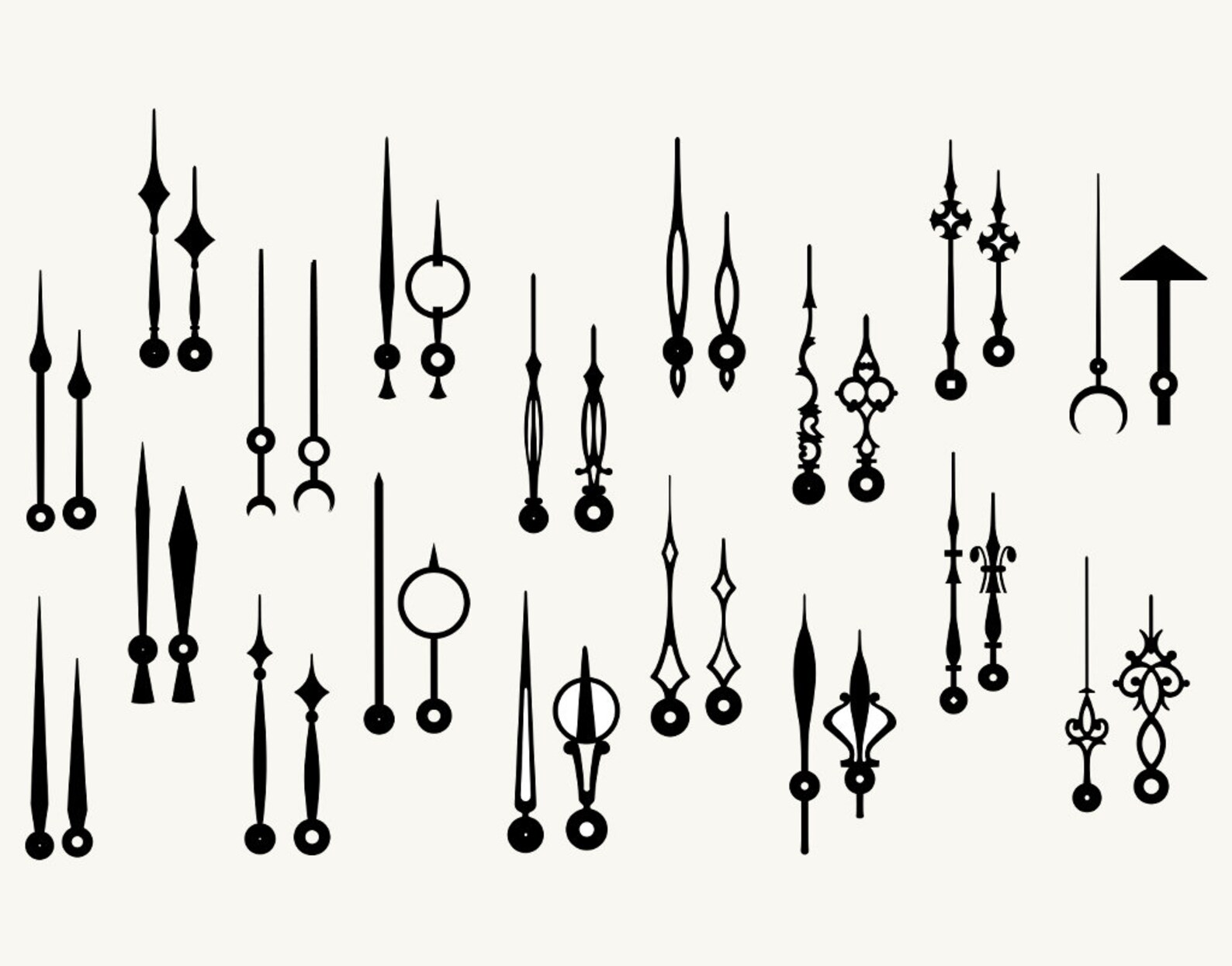 Laser Cut Clock Hands Set of 18 SVG Bundle Glowforge Wood Watch Arrows ...