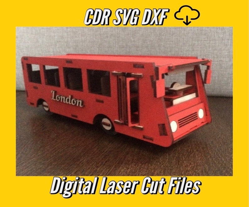 3D Puzzle Bus Laser Cut Files SVG DXF CDR Vector Plans for Laser Cnc ...