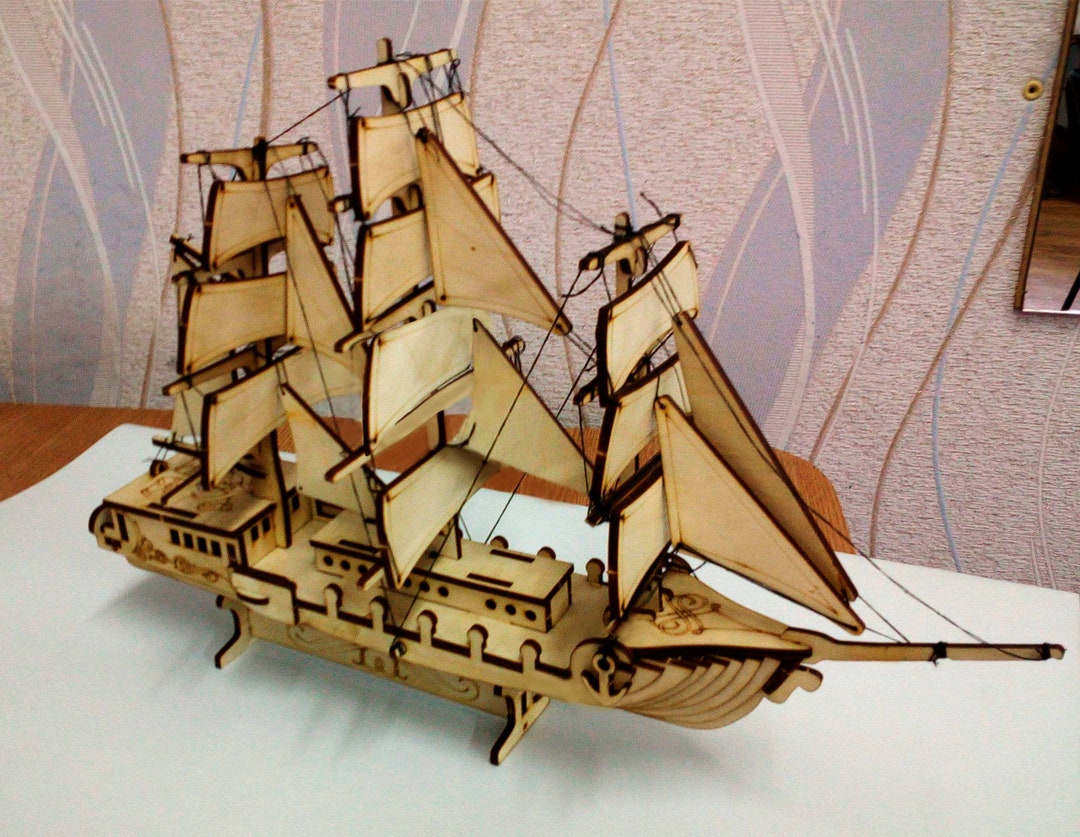 Laser Cut 3d Ship Puzzle SVG Bundle Glowforge Wood Lamp Svg Files ...