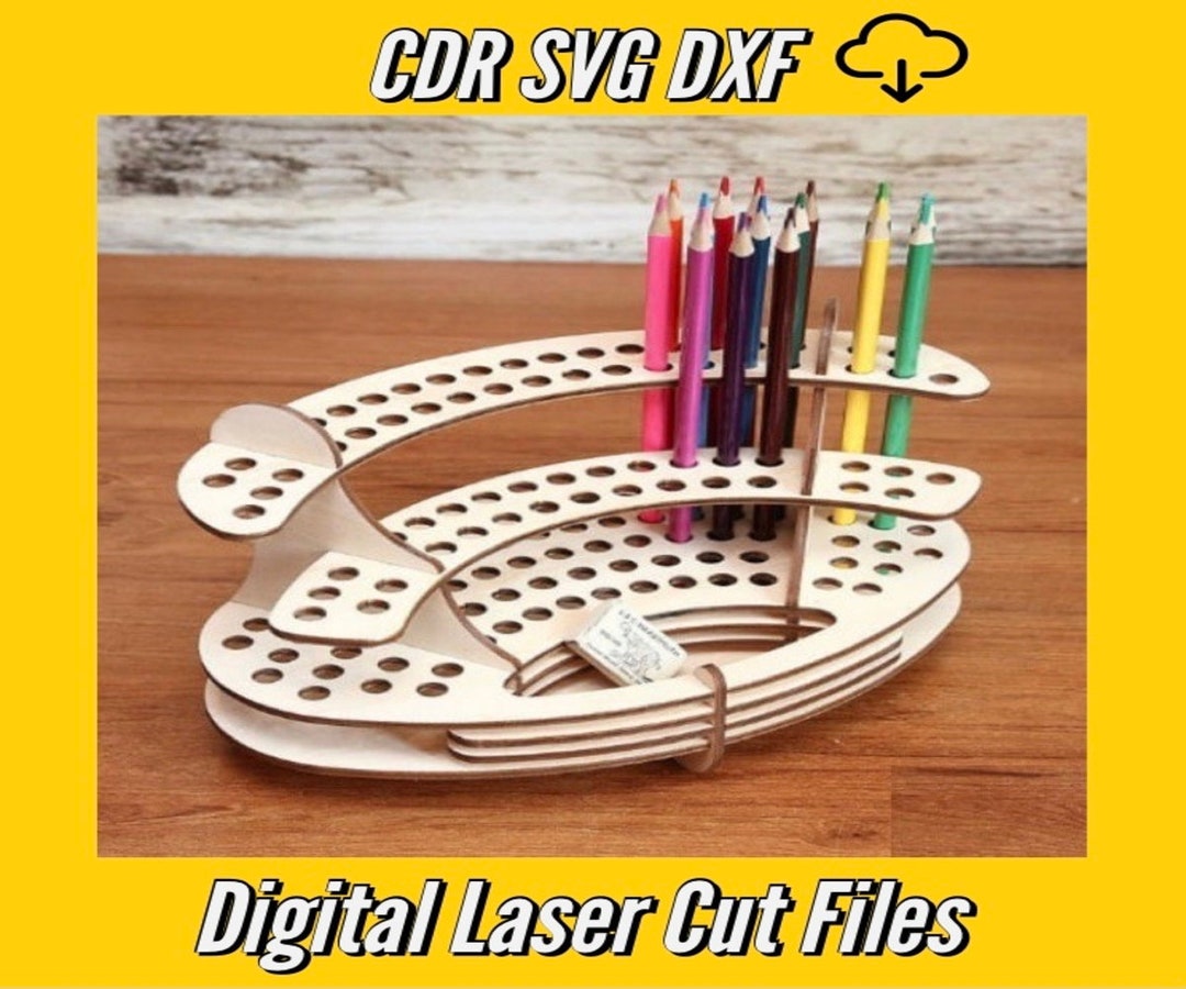 Pencil Holder Laser Cut Files SVG DXF CDR Vector Plans for - Etsy Canada