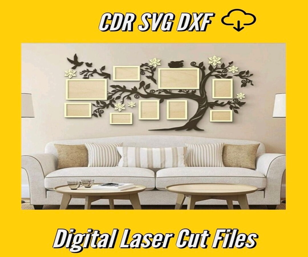 Family Tree laser cut files SVG DXF CDR vector plans for laser - Etsy Portugal