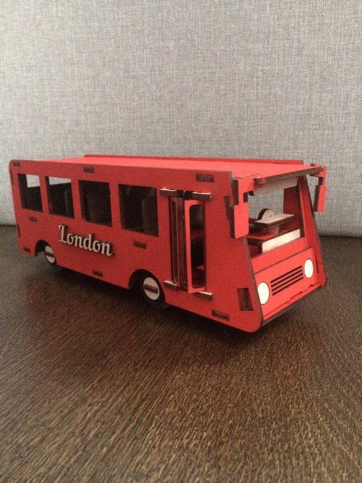 3D Puzzle Bus Laser Cut Files SVG DXF CDR Vector Plans for Laser Cnc ...