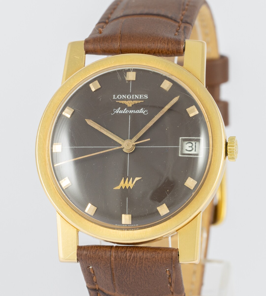 Longines Ultra-chron Brown Dial Automatic Yellow Gold 18k Ref: 7828 1 ...