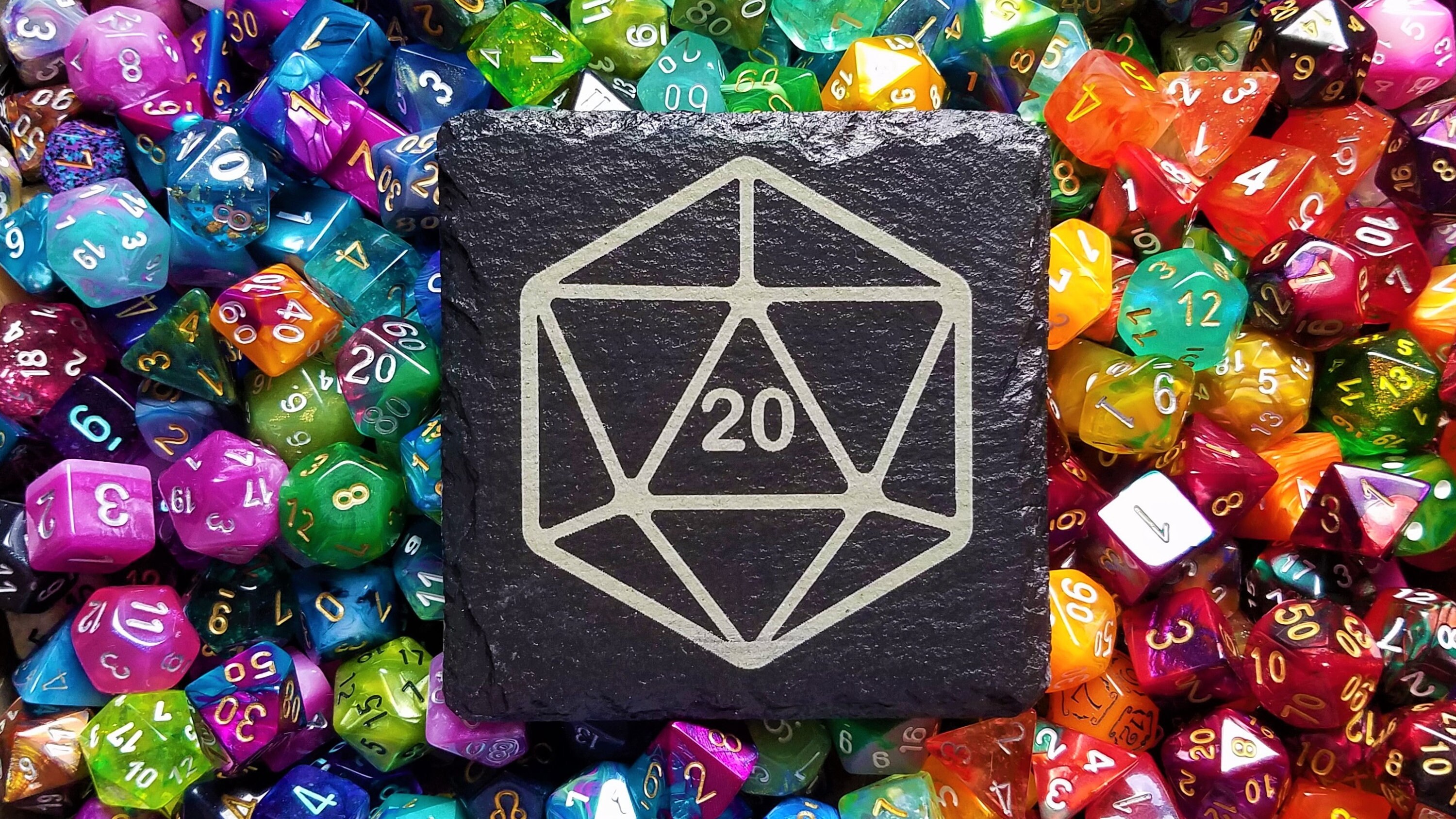 D20 Slate Coaster Set of Four Dungeons and Dragons DnD | Etsy