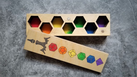 Rainbow Polyhedral Dice Sword Vault Hand Painted Engraved | Etsy