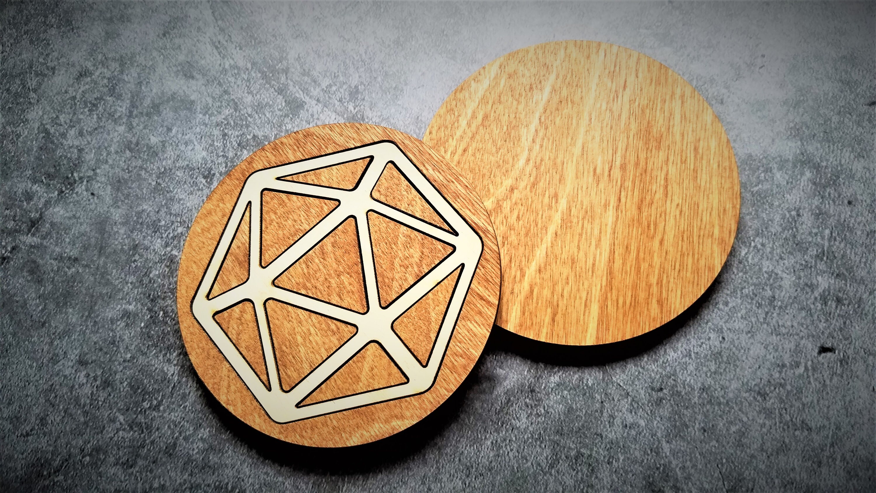 D20 Wood Inlay Coaster Set of Four Tabletop Gaming TTRPG | Etsy