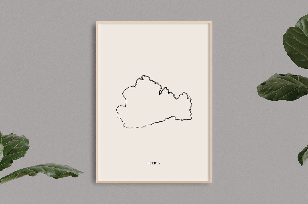 Surrey Map Print // English County Print // Surrey Art // Surrey Map ...