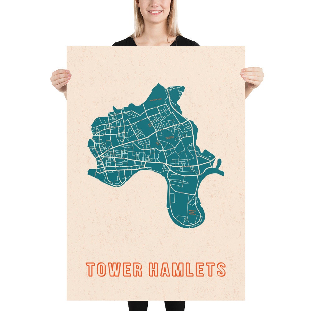 Tower Hamlets Map Print // Map of Tower Hamlets // Digital Prints ...