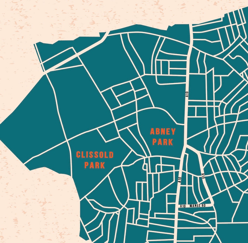 Hackney Map Print // Map of Hackney Print // Digital Prints // London ...