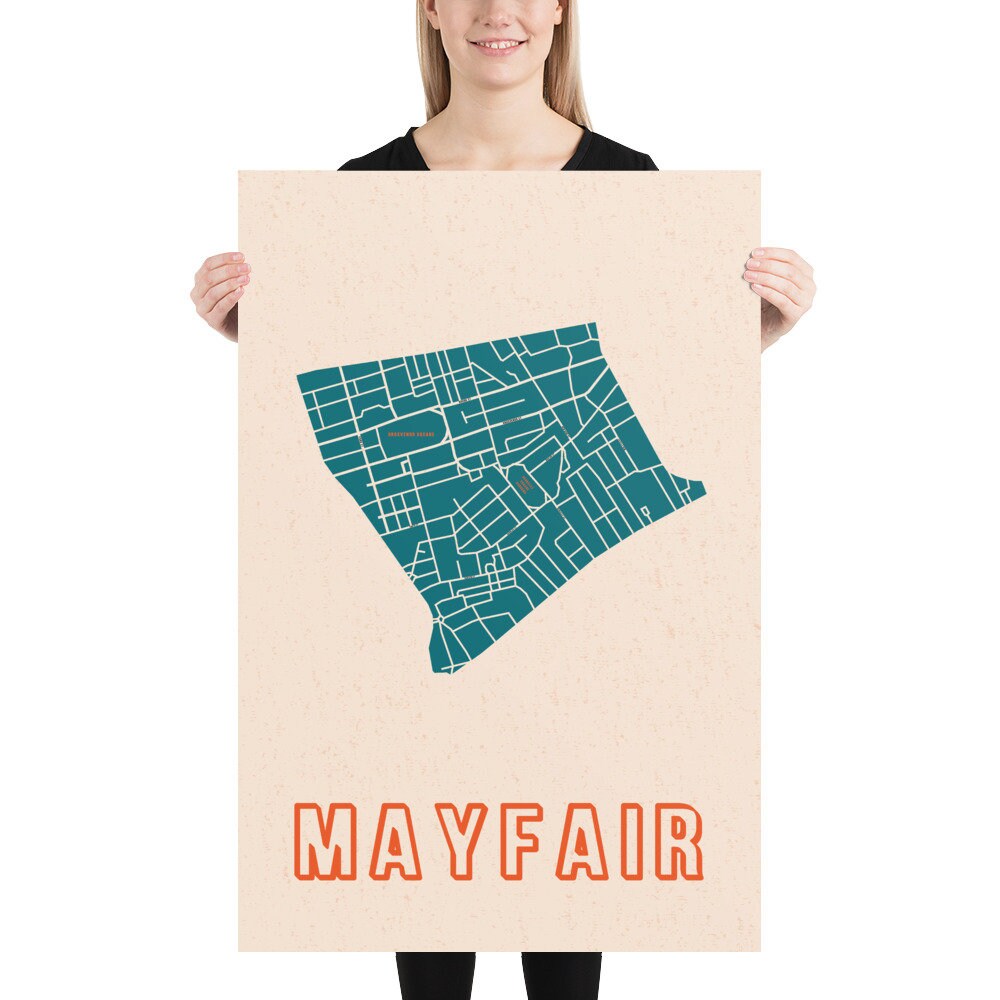 Mayfair Map Print // Map of Mayfair Print // Digital Prints // London ...