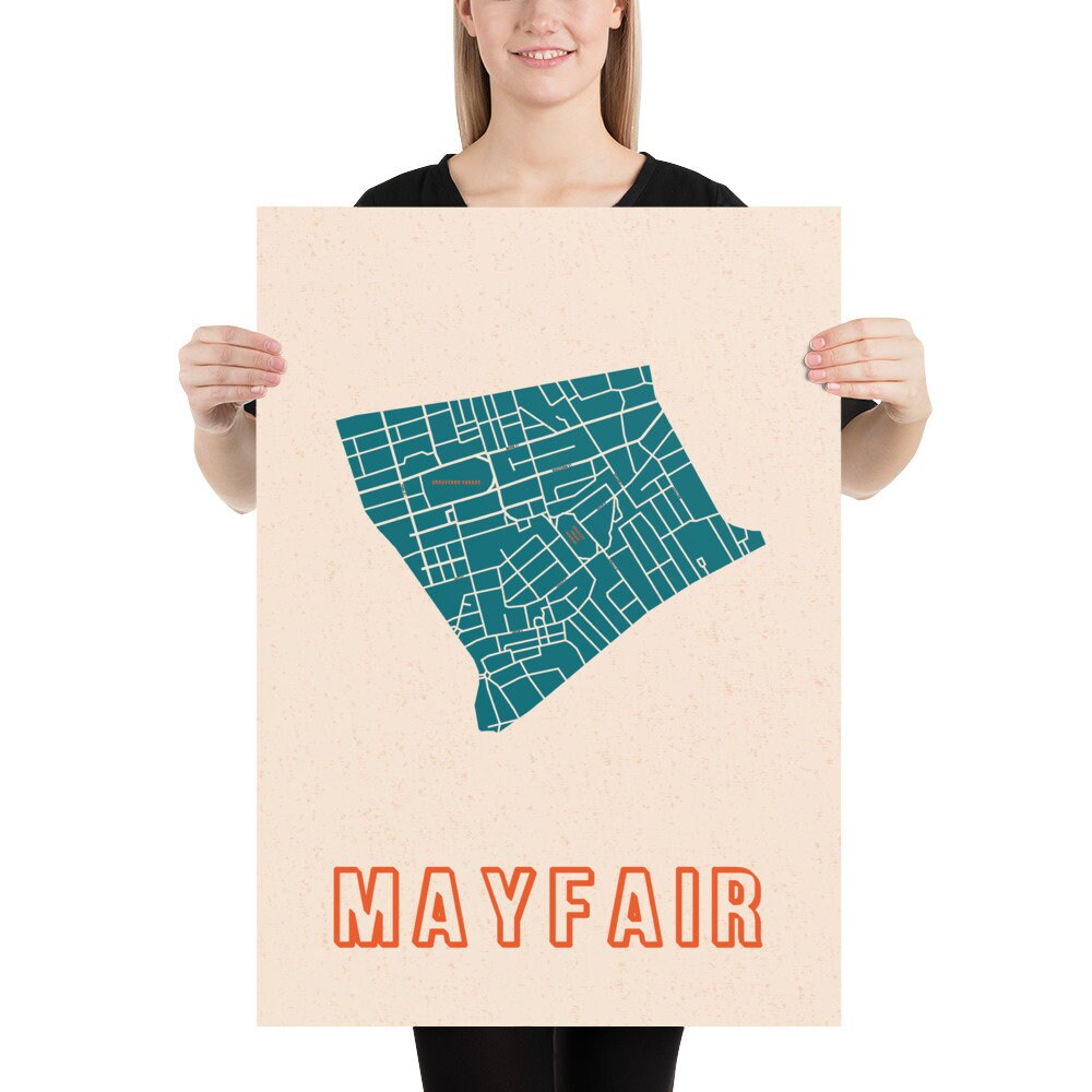 Mayfair Map Print // Map of Mayfair Print // Digital Prints // London ...
