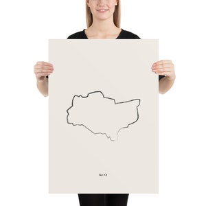 Kent Map Print // English County Print // Kent Art // Kent Map ...