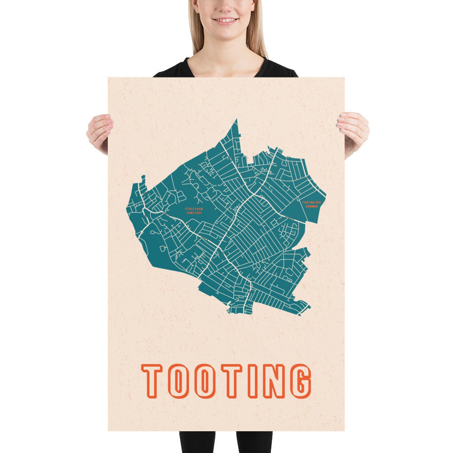 Tooting Map Print // Map of Tooting Print // Digital Prints // | Etsy