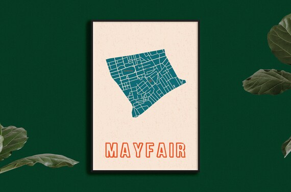 Mayfair Map Print // Map of Mayfair Print // Digital Prints // | Etsy