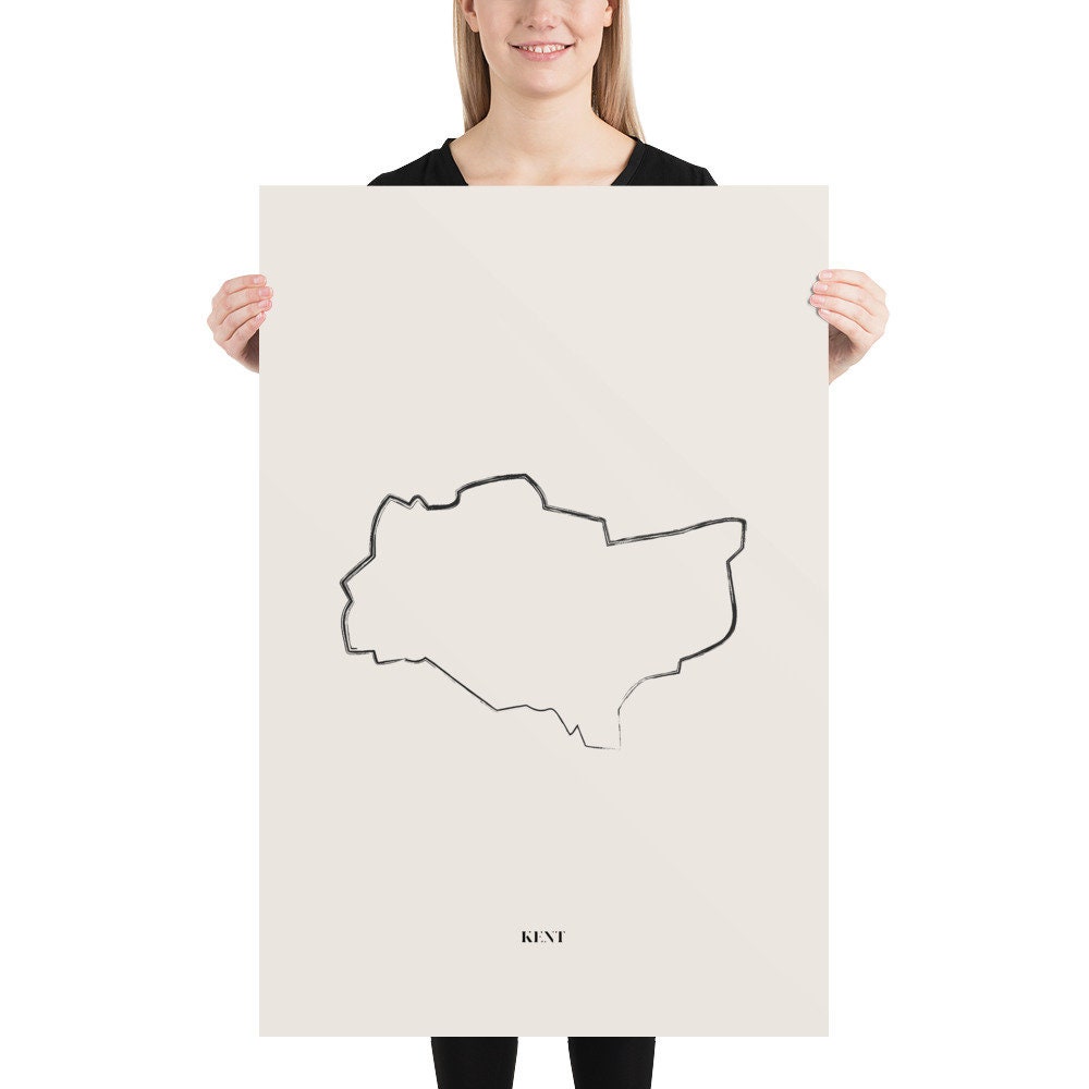 Kent Map Print // English County Print // Kent Art // Kent Map ...