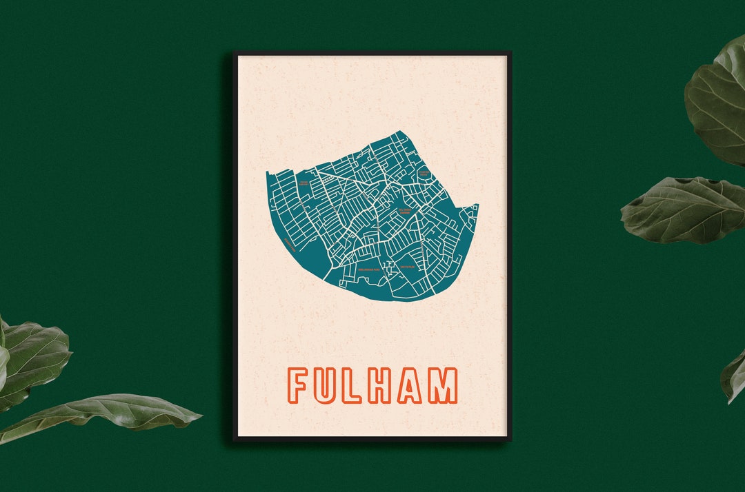 Fulham Map Print // Map of Fulham Print // Digital Prints // London Map ...