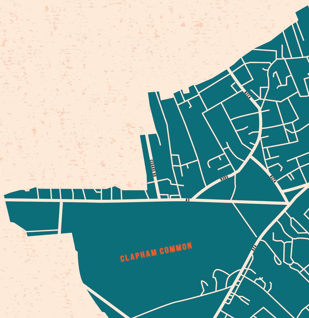 Clapham Map Print // Map of Clapham Print // Digital Prints // - Etsy