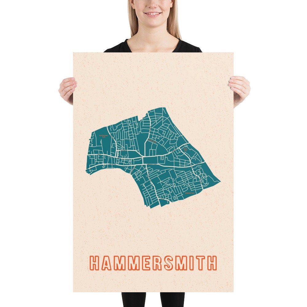 Hammersmith Map Print // Map of Hammersmith Print // Digital Prints ...