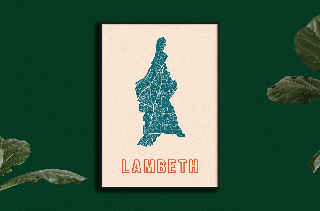 Lambeth Map Print // Map of Lambeth Print // Digital Prints // London ...