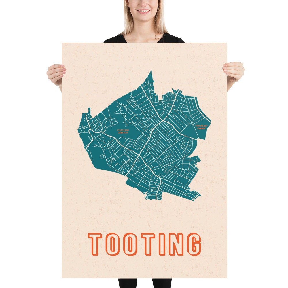 Tooting Map Print // Map of Tooting Print // Digital Prints // London ...