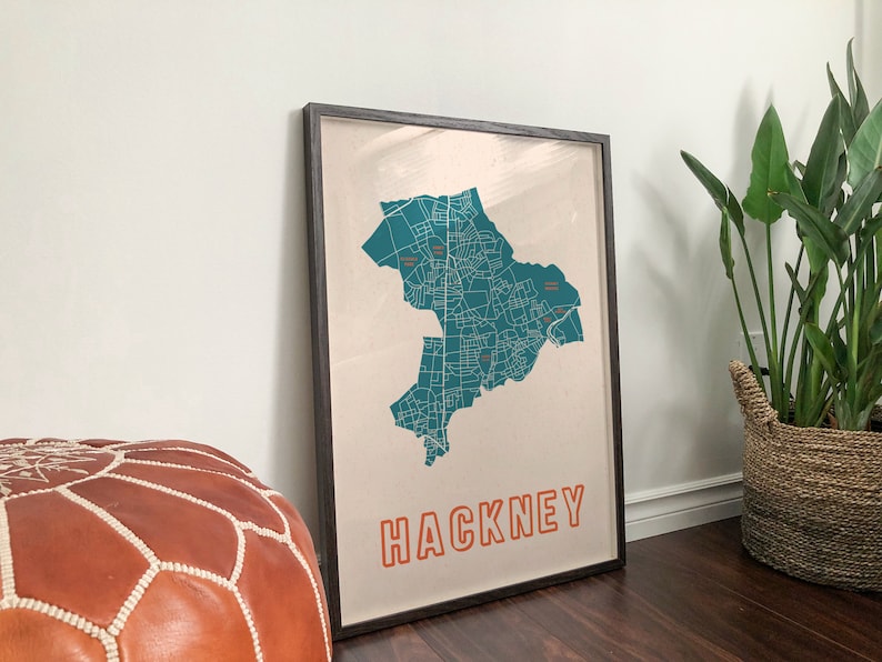 Hackney Map Print // Map of Hackney Print // Digital Prints // London ...