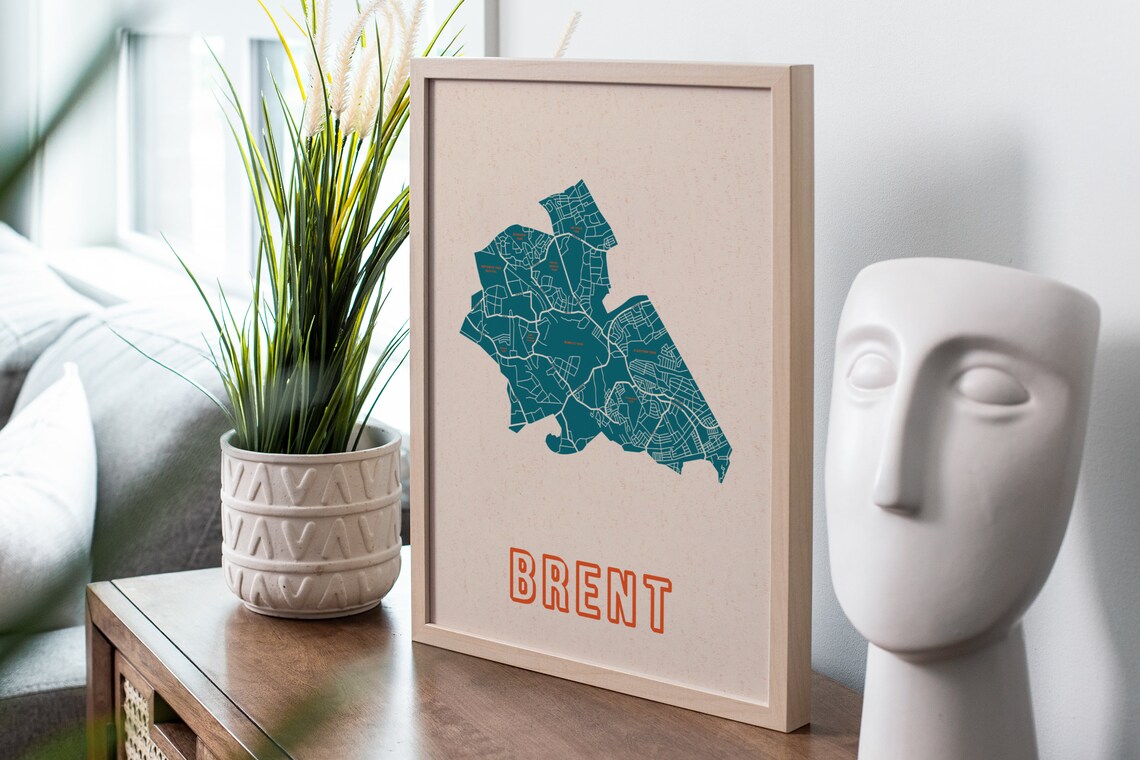 Brent Map Print // Map of Brent Print // Digital Prints // London Map ...