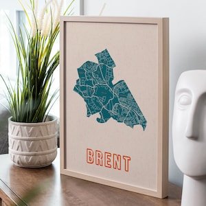 Brent Map Print // Map of Brent Print // Digital Prints // London Map ...