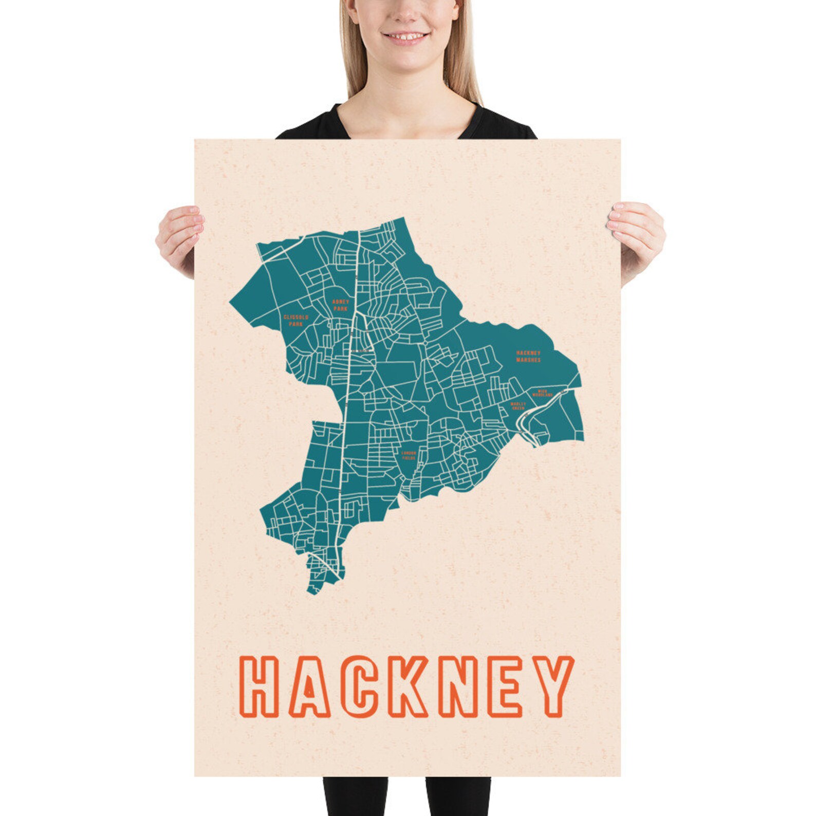 Hackney Map Print // Map of Hackney Print // Digital Prints // London ...