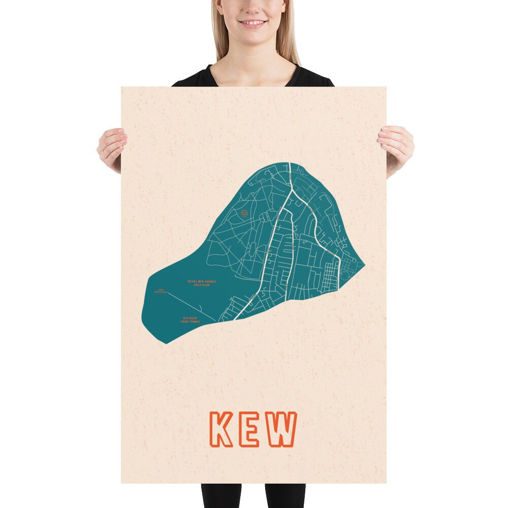 Kew Map Print // Map of Kew Print // Digital Prints // London Map ...