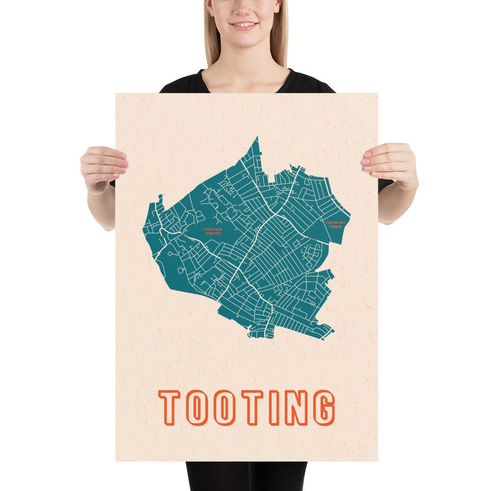 Tooting Map Print // Map of Tooting Print // Digital Prints // London ...