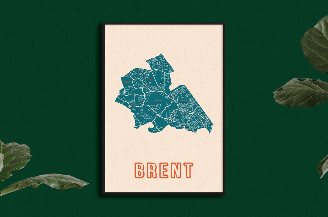 Brent Map Print // Map of Brent Print // Digital Prints // London Map ...
