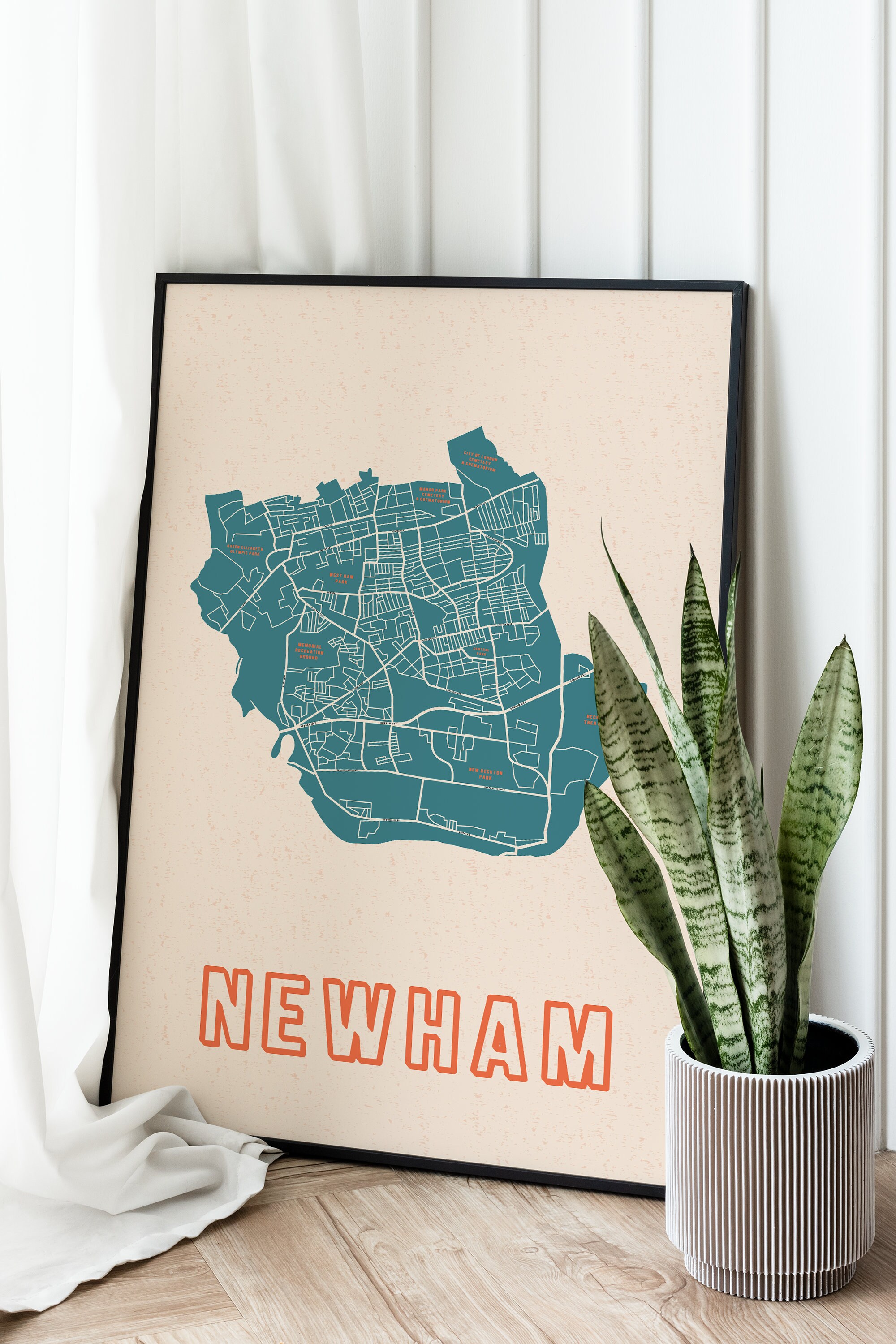 Newham Map Print // Map of Newham Print // Digital Prints // London Map ...