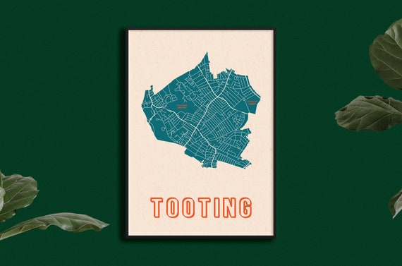 Tooting Map Print // Map of Tooting Print // Digital Prints // | Etsy