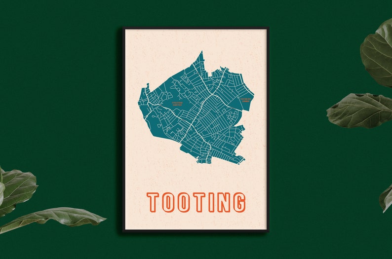 Tooting Map Print // Map of Tooting Print // Digital Prints // | Etsy