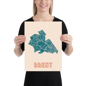 Brent Map Print // Map of Brent Print // Digital Prints // London Map ...
